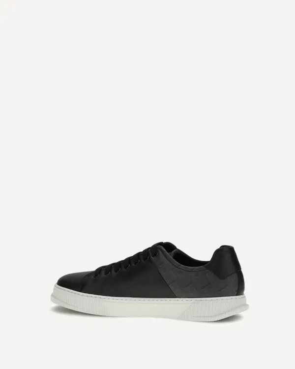 FERRAGAMO Leather Sneakers With Monogram Inlay