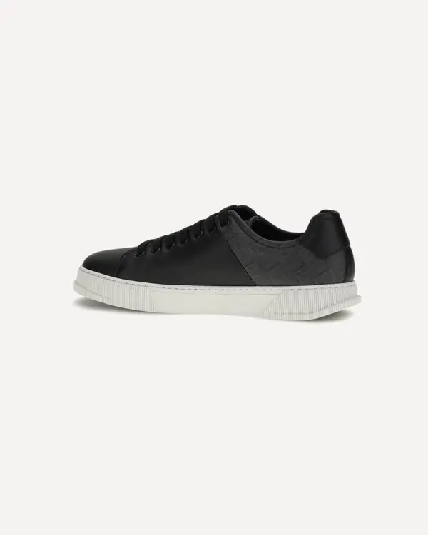 FERRAGAMO Leather Sneakers With Monogram Inlay