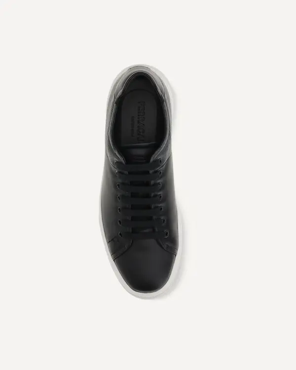 FERRAGAMO Leather Sneakers With Monogram Inlay