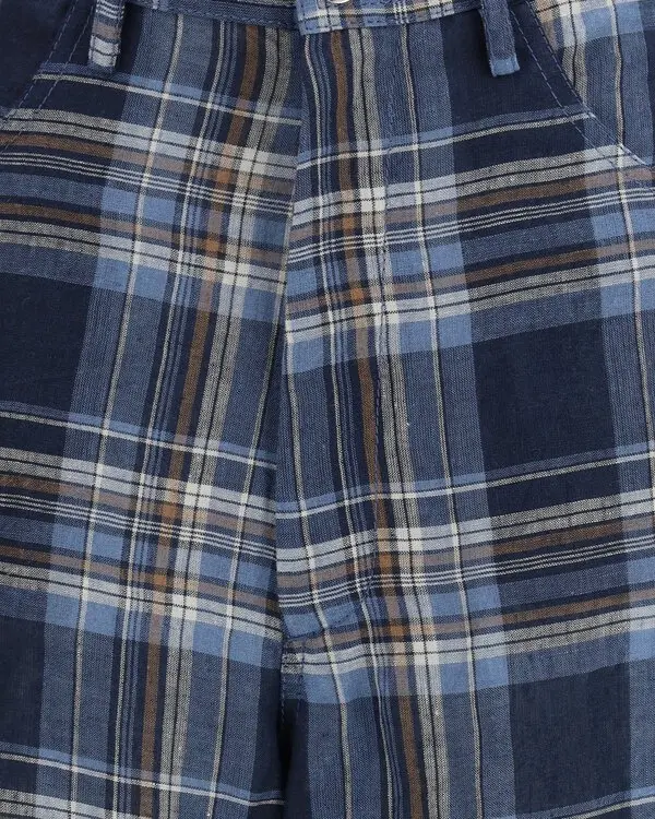 MARBELL Courtney Checked Linen Pants - Blue