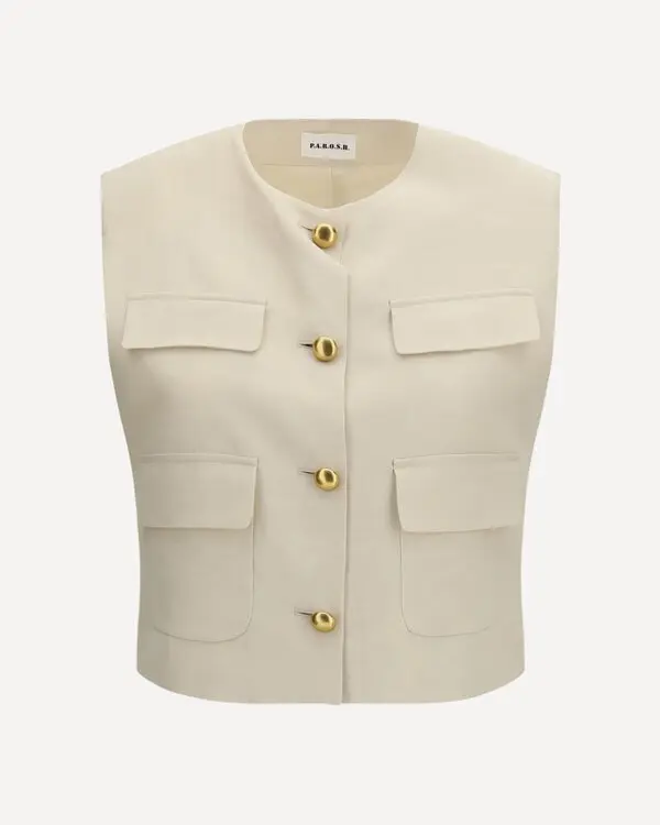 P.a.r.o.s.h Wool Gilet With Gold-tone Button Detail