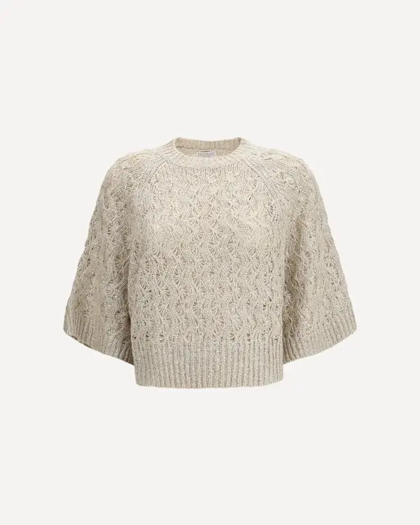 Brunello Cucinelli Open-knit Sequin Embellished Sweater - Grey