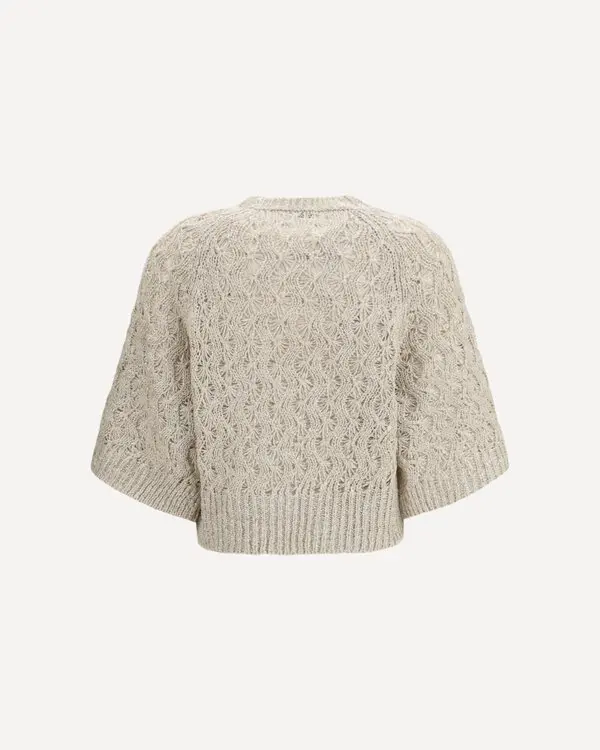 Brunello Cucinelli Open-knit Sequin Embellished Sweater - Grey