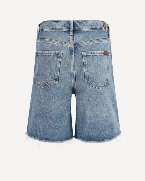 7FOR 7 For Lola Denim Shorts With Raw Hem And Whiskering
