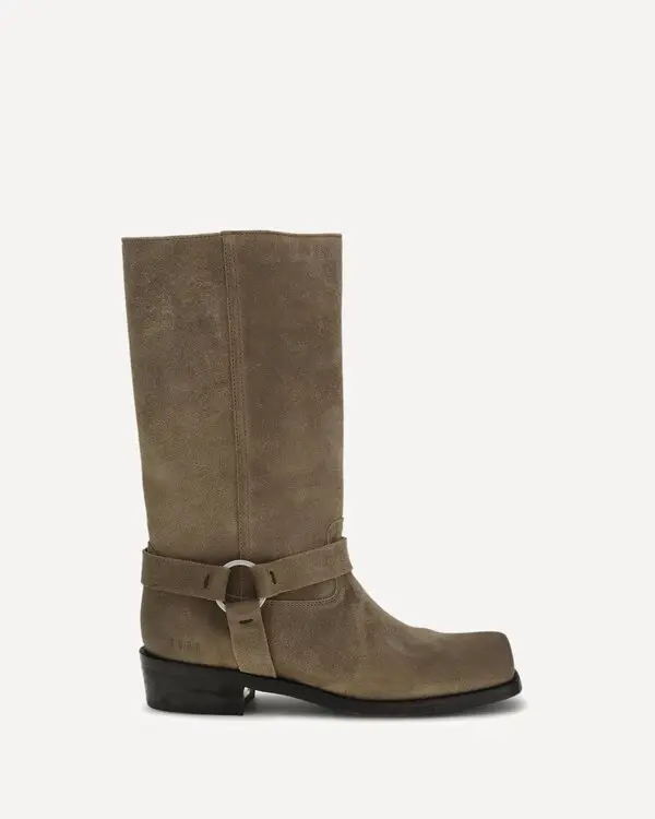 GOLDEN GOOSE Suede Biker Boots - Beige