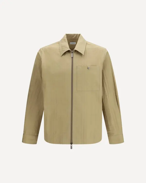 Burberry Check Cotton Zip Shirt Jacket - Beige