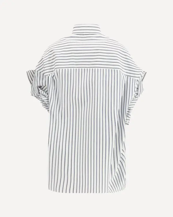 Balenciaga Striped Poplin Cuffed Sleeve Shirt