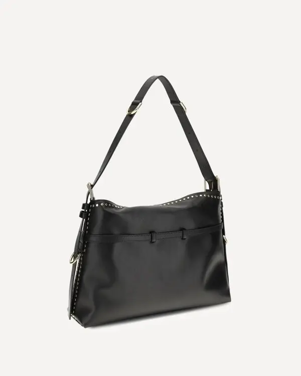 Givenchy Large Voyou Shoulder Bag In Shiny Leather - Black
