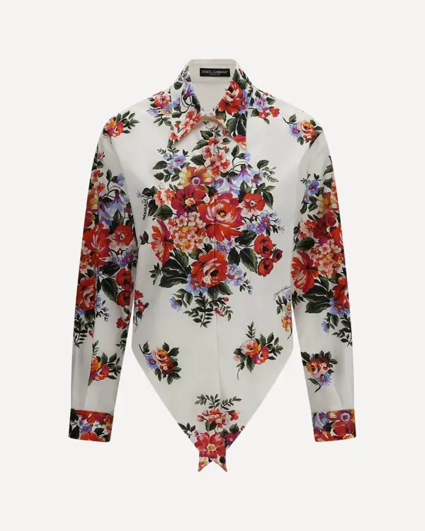 Dolce & Gabbana Cotton Shirt With Bouquet Print - Multicolour