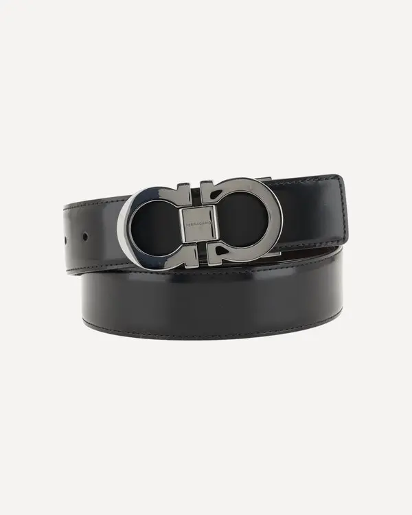 FERRAGAMO Gancini Reversible Belt - Black