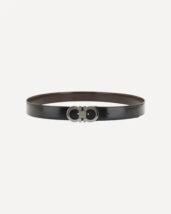 FERRAGAMO Gancini Reversible Belt - Black