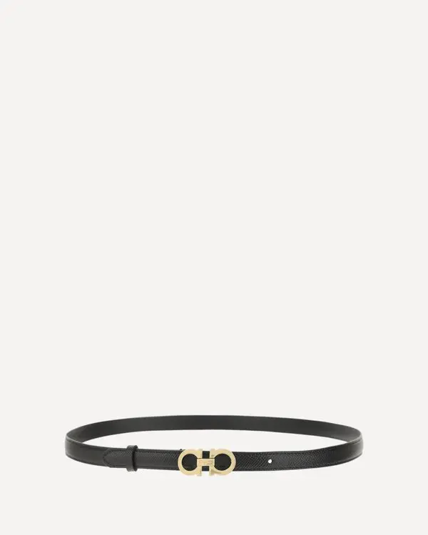 FERRAGAMO Gancini Buckle Leather Belt - Black