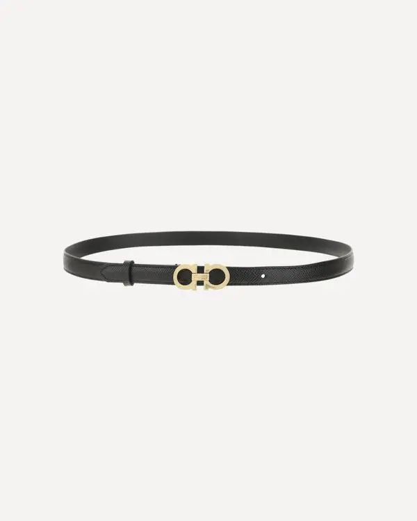 FERRAGAMO Gancini Buckle Leather Belt - Black