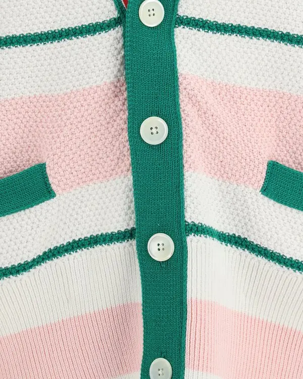 Thom Browne Classic Stripe Seed Stitch V Neck Cardigan