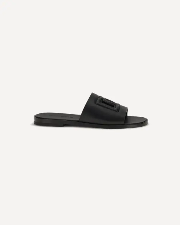 Dolce & Gabbana Embossed Logo Flat Sandals
