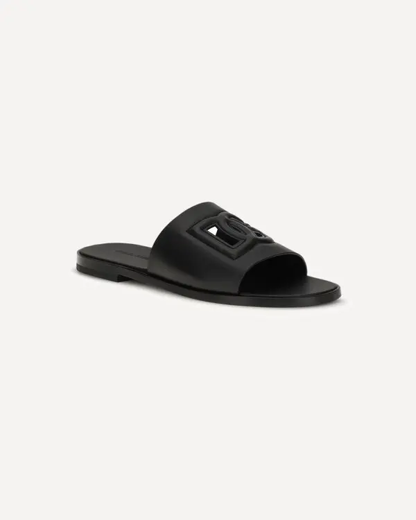 Dolce & Gabbana Embossed Logo Flat Sandals