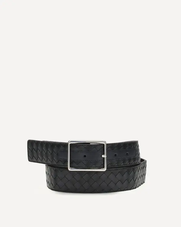 Bottega Veneta Reverso Intrecciato Belt - Black