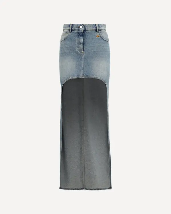 COURREGES Denim Asymmetrical Circle Skirt - Light Blue