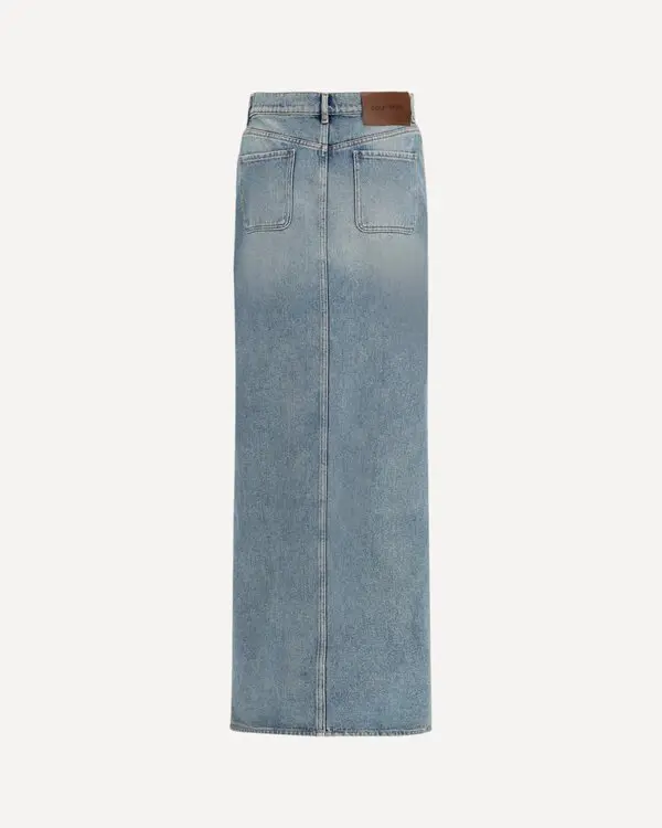 COURREGES Denim Asymmetrical Circle Skirt - Light Blue