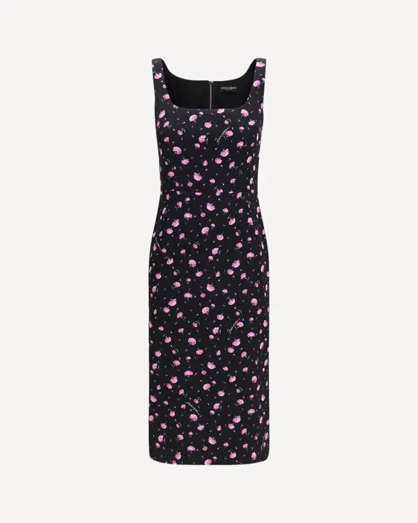 Dolce & Gabbana Sleeveless Floral Print Sheath Dress