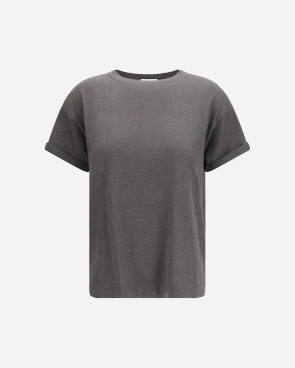 Brunello Cucinelli Cashmere Glitter T-shirt - Grey