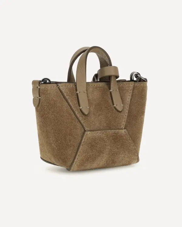 Brunello Cucinelli Micro Suede Shoulder Bag With Precious Chain
