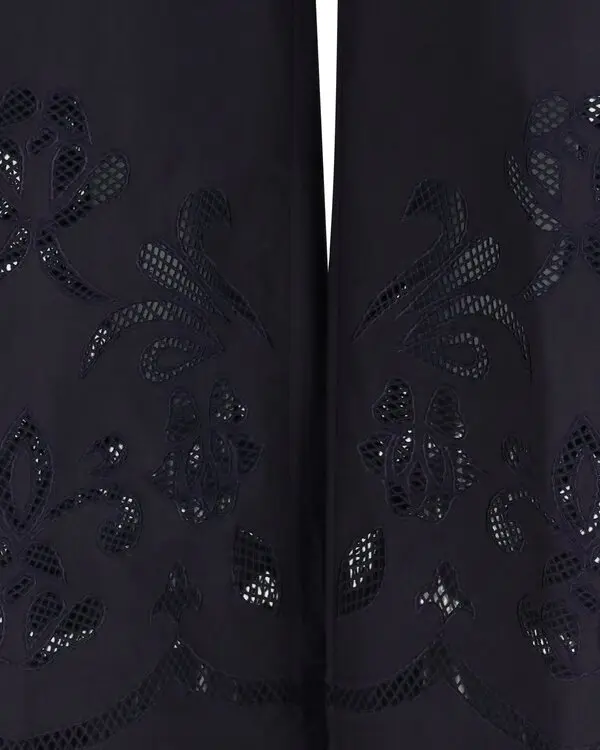 FORTE_FORTE Embroidered Cotton Wide Leg Pants - Blue