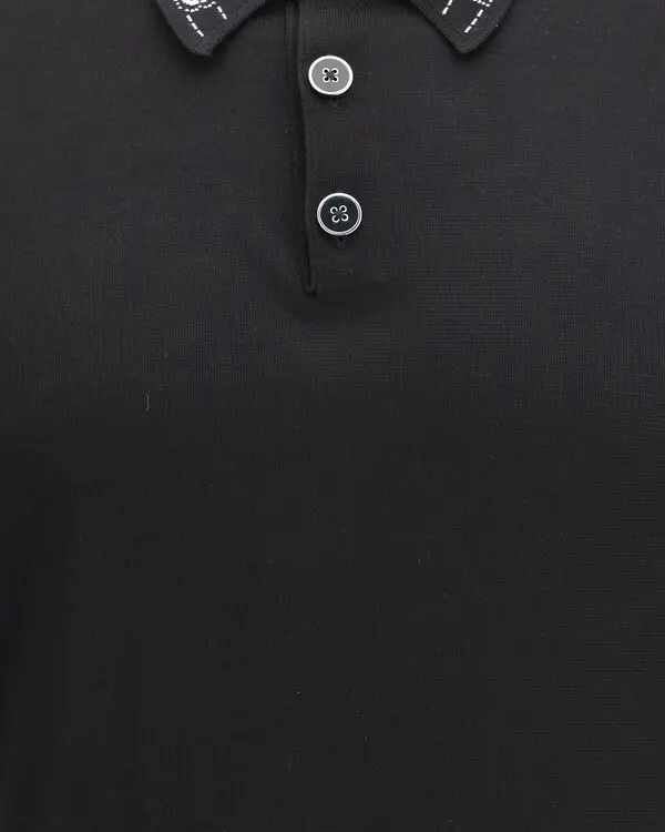 Dolce & Gabbana Silk Polo With Collar And Short Sleeves - Black