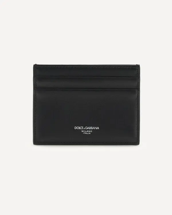 Dolce & Gabbana Calfskin Plongé Cardholder With Woven Detail