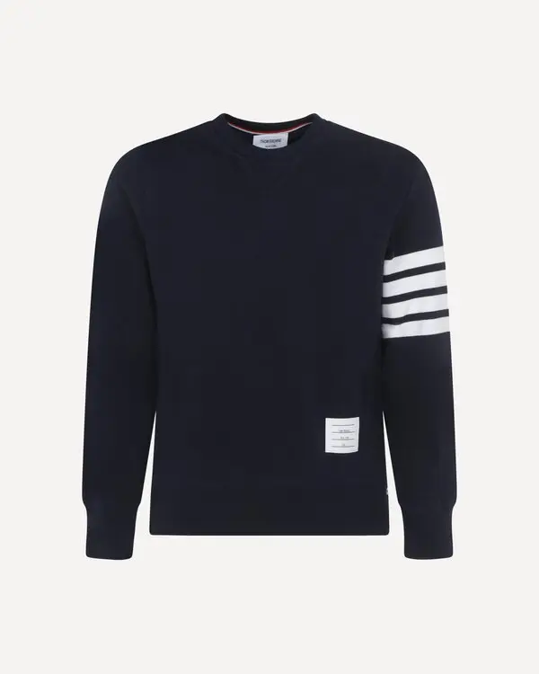 Thom Browne Cotton Sweatshirt With Striped Sleeves - Blue