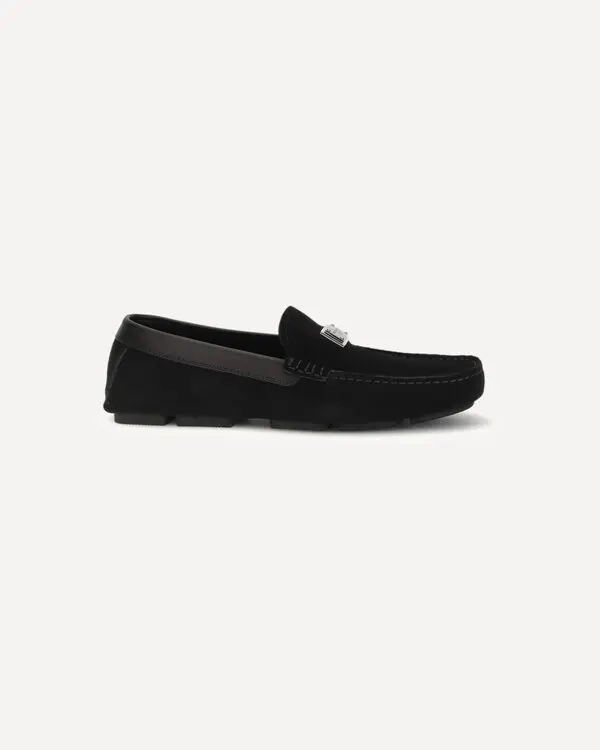 Dolce & Gabbana Suede Loafers With Dg Driver Base - Black