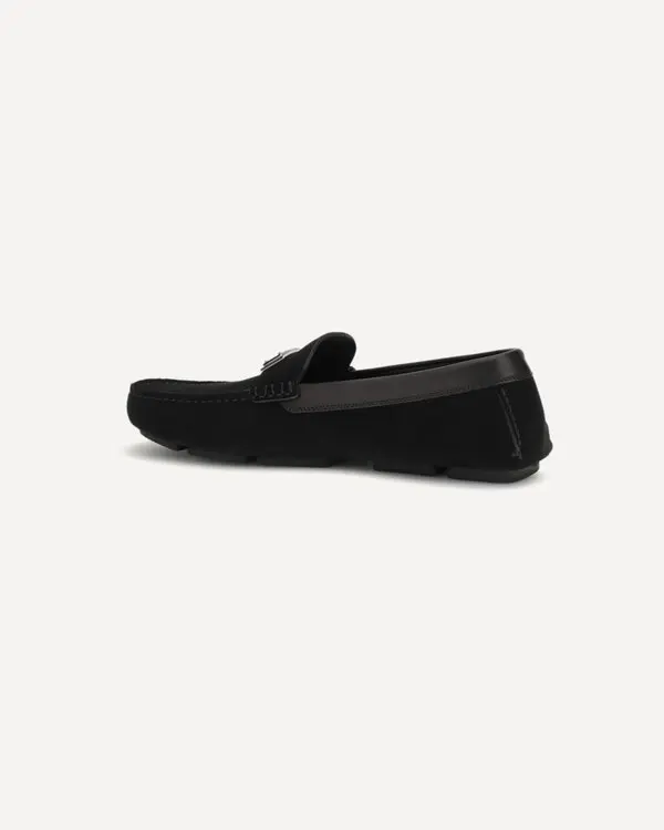 Dolce & Gabbana Suede Loafers With Dg Driver Base - Black