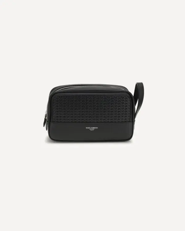 Dolce & Gabbana Leather Beauty Case With Woven Detail