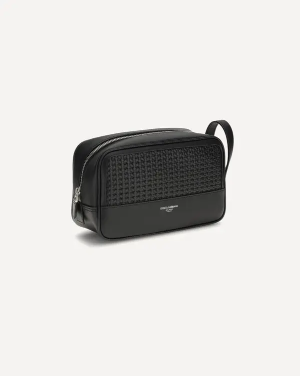 Dolce & Gabbana Leather Beauty Case With Woven Detail