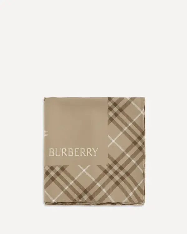 Burberry Silk Scarf With Archive Equestrian Knight - Beige
