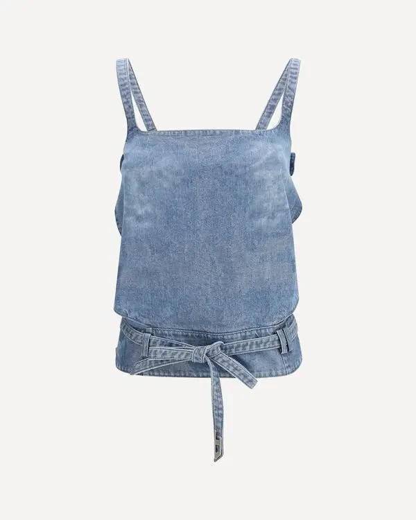 DIESEL® De-sayra Denim Top With Open Back - Blue