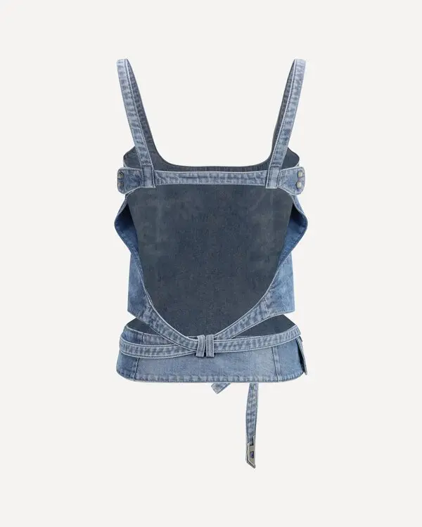 DIESEL® De-sayra Denim Top With Open Back - Blue