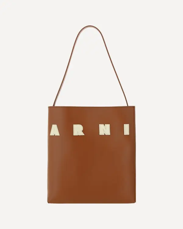 Marni Leather Tote Bag With Contrasting Logo