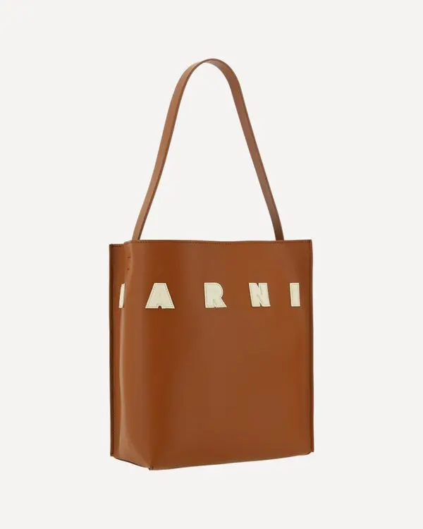 Marni Leather Tote Bag With Contrasting Logo