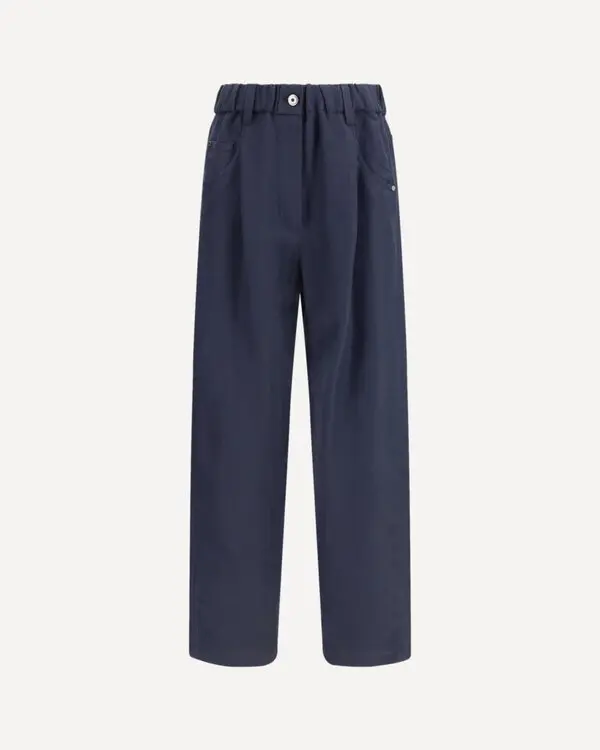 Brunello Cucinelli Mixed Linen Trousers - Blue