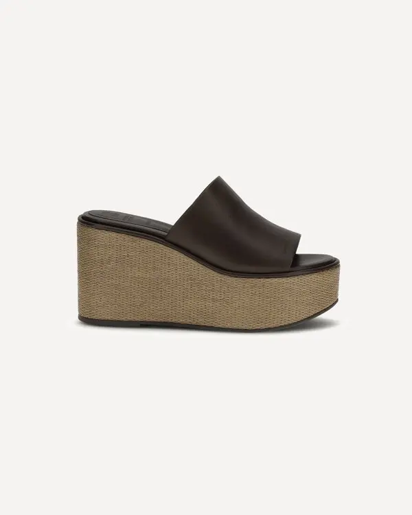 Brunello Cucinelli Leather Wedge Sandals