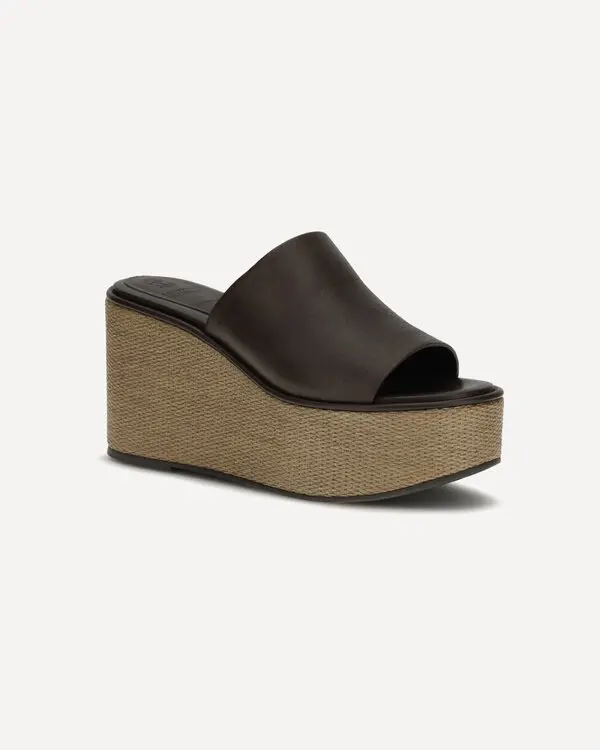 Brunello Cucinelli Leather Wedge Sandals