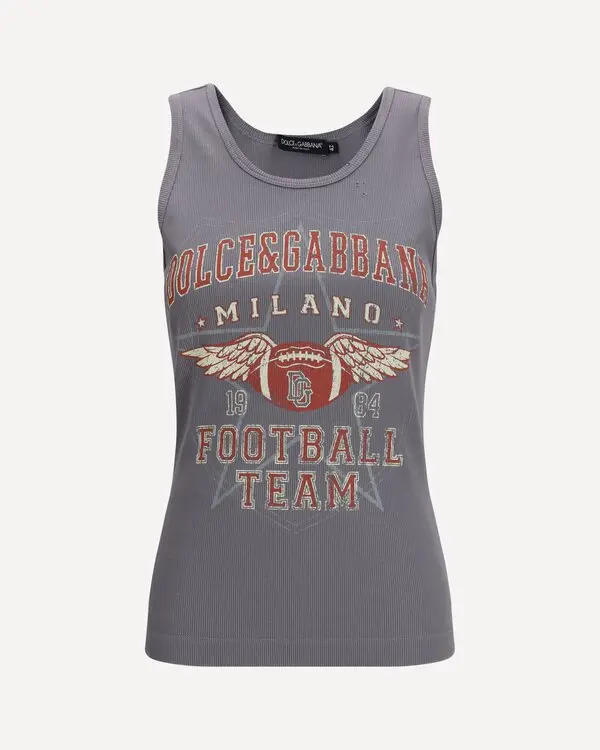 Dolce & Gabbana Ribbed Graphic Tank Top
