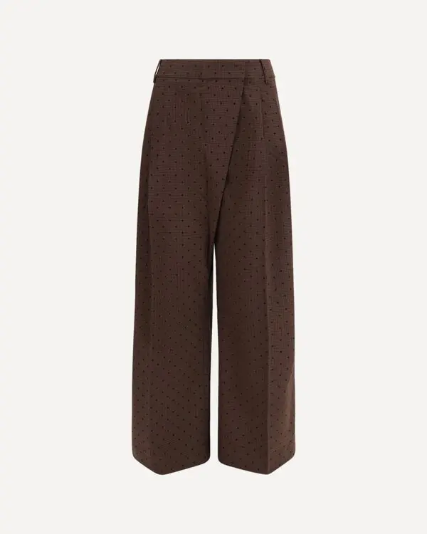 GANNI Flocked Plaid Crossover Trousers