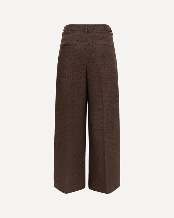 GANNI Flocked Plaid Crossover Trousers