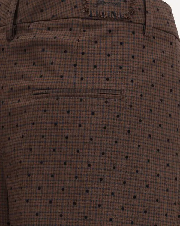 GANNI Flocked Plaid Crossover Trousers