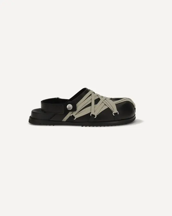 Rick Owens Megalace Leather Mules - Black