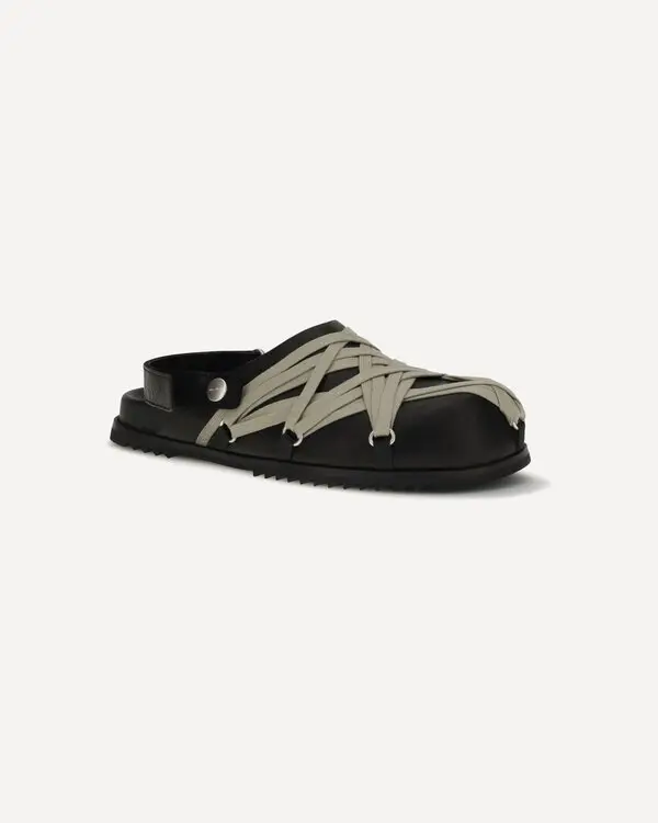 Rick Owens Megalace Leather Mules - Black
