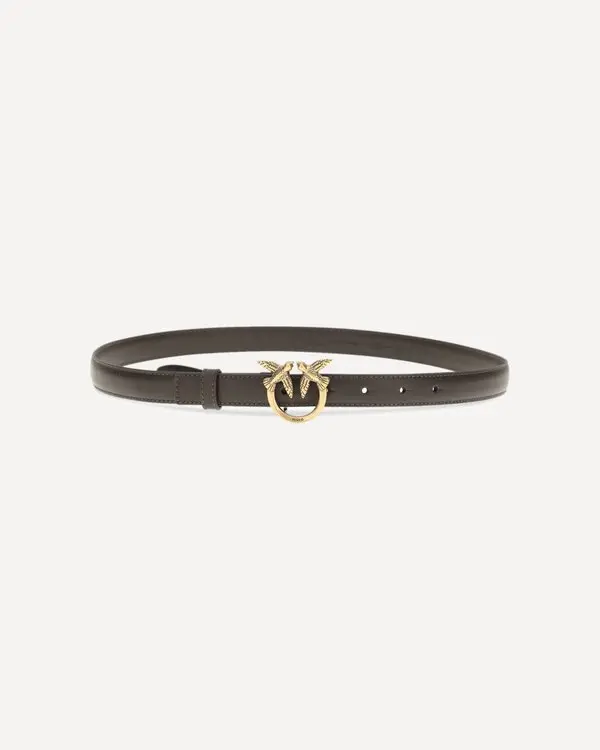 Pinko Love Berry Leather Belt With Love Birds Logo Buckle - Brown
