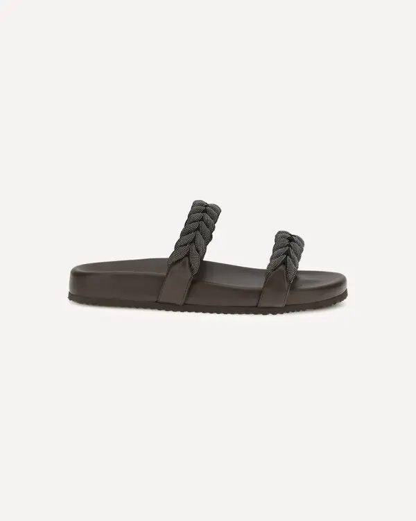 Brunello Cucinelli Braided Strap Leather Sandals